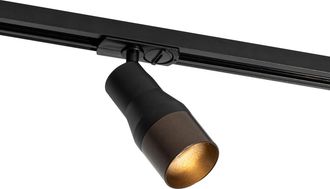 QAZQA Modern Moderner Spot I Spotlight I Deckenspot I Deckenstrahler I Strahler I Lampe I Leuchte Schwarz mit Dunkelbronze f&uuml;r Schienensystem Komplettset I 