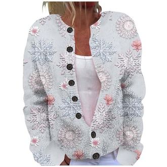 Generic 2026 Vestes de No&euml;l pour femme Cardigan Veste porte-bonheur imprim&eacute;e &agrave; poitrine, multicolore, 4XL