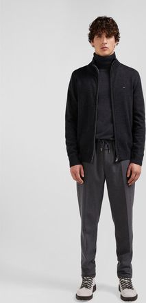 Eden Park Cardigan Zipp&eacute; En Laine Et Coton Uni Gris Anthracite