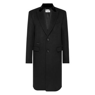 Philipp Plein Homme, Manteaux, Noir, Taille: 3XL Coat Long Skull&Bones