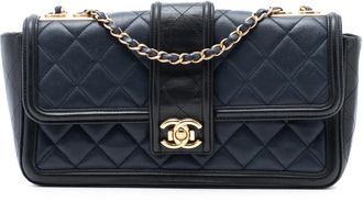 Chanel Hobo Bags - Large Bicolor Quilted Lambskin Elegant CC Flap - Gr. unisize - in Blau - f&uuml;r Damen
