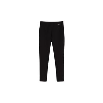 Twinset Gerippte Leggings mit Seitenrei&szlig;verschluss - - Trousers - Damen - Schwarzk - M