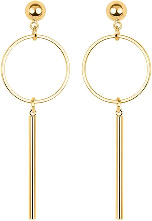 Luxenter Damen-Ohrringe aus Metalllegierung, goldfarben, 18 Karat Gelbgold, Druckverschluss, Gr&ouml;&szlig;e 62 x 20 mm, L&auml;nge 60 mm, Modell Coion