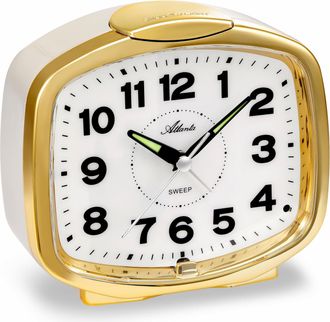 Atlanta Mocassin Lauter Glockenwecker mit Nachtlicht dauerhafte Beleuchtung Lichtsensor Quarzwecker ohne Ticken - 2155/9 Gold/Beige