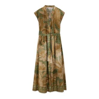 Oltre Hemdblusenkleid aus Musselin mit Muster - - Dresses - Damen - Gr&uuml;n - XL