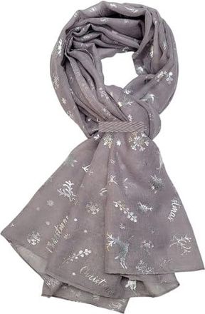 GFM Foulard à imprimé de Noël. Flocons de neige bonhomme de neige père Noël anges Fées Renne Mc-01-bh-grey