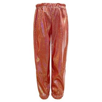 Generic Pantalon droit &agrave; paillettes fines pour homme et femme - V&ecirc;tement de performance &eacute;lastique - Fermeture de danse, Rouge, XL