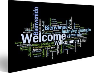 Islandburner Bild auf Leinwand Willkommen Welcome Verschiedenen Sprachen Worten Eingangsbereich Hausflur Wandbild Poster Kunstdruck Bilder