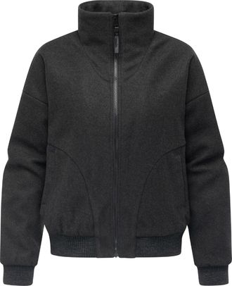 Ragwear Damen angesagte Oversized Übergangsjacke in Woll-Optik Kurze Outdoorjacke Toscia Dark Grey25 Gr. XS