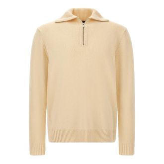 Zanone Kaschmir-Pullover mit halbem Rei&szlig;verschluss - - Knitwear - Herren - Beige - 3XL