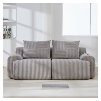 Generic Modernes L-f&ouml;rmiges modulares Sofa, 3-Sitzer-Sofa, modulares Ecksofa aus Cord, ergonomisch geschwungenes Design, ausgestattet mit Aufbewahrungstaschen