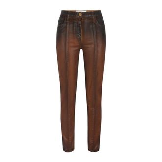 Elisabetta Franchi Cigarette Jeans mit laminiertem Effekt - - Jeans - Damen - Braun - W27