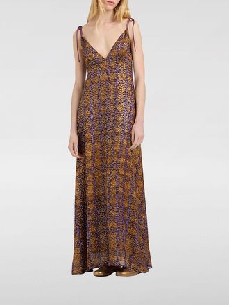 Momoni Robe longue en viscose &agrave; imprim&eacute; abstrait avec bretelles &agrave; nouer