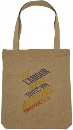 Fabulous Sac Shopping Tote Bag Aspect Lin - Que Lamour Inspire Toutes Vos Actions Corinthiens Bible Verset Citation Religion Spiritualit&eacute; - Sac de Courses Toil