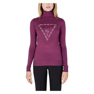 Guess Femme, Pulls, Violet, Taille: 36 FR LS TN Gisele Logo Swtr W3Br23Z2Nq2 Pull à Col Roulé Femme
