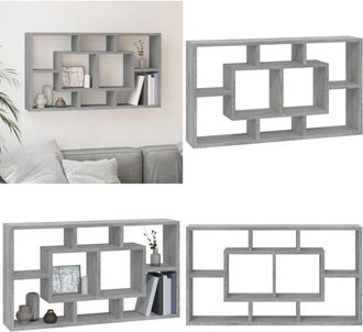 vidaXL Wandregal mit 8 F&auml;chern Grau Sonoma - Wandregal - Grau - Holzwolle - Regal - Dekoration - Home & Living