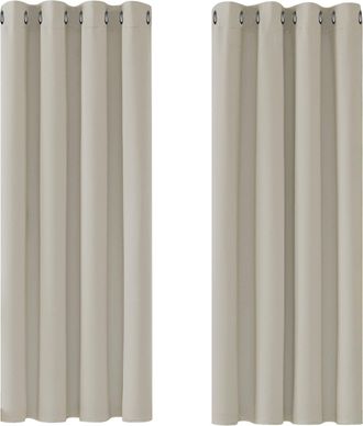 Deconovo Vorhang Verdunkelung &Ouml;sen Gardinen Wohnzimmer Vorh&auml;nge Blickdicht, 138x117cm(H&ouml;hexBreite), Hellbeige, 2er Set