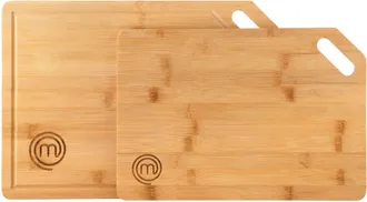 Masterchef Schneidebrett Holz Set, K&uuml;chenbrett, Ein Holzbrett gro&szlig; (38,5cmx27,5cm) Eine Mittlere Gr&ouml;&szlig;e (34cmx23,5cm), mit Aufh&auml;ngung/Tragegriff, Holzschneidebret