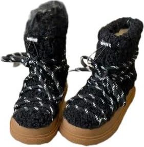 Generic QXDZSW Bottes de neige doubl&eacute;es en fourrure thiened pour femmes Bottes de neige dhiver SLE blanc ular chaud coton, Noir, 39.5 EU