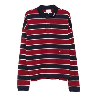 Rhude Gestreiftes Langarm-Polo - - Tops - Herren - Rot - S