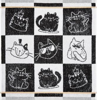 Kracht Frottier K&uuml;chentuch Cool Cat 50x50 cm Schwarz
