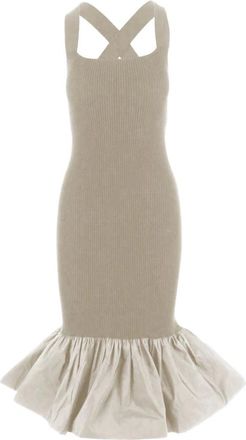 Patou Femme, Robes, Beige, Taille: 36 FR Robe Longue en M&eacute;lange de Coton Stretch