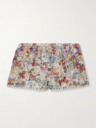 Khaite Tilly Shorts Aus Seidenchiffon Mit Blumenprint - Neutral