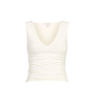 Topshop Top fronc&eacute; &agrave; col V en coton m&eacute;lang&eacute;