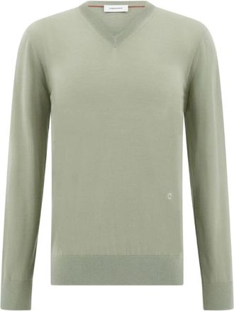 Ferragamo pull nervuré à col v - Vert