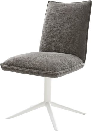 DELIFE Esszimmerstuhl Lelio-Flex Fu&szlig;kreuz Wei&szlig; Boucl&eacute; Soft Schlamm 360&deg; drehbar Wippfunktion Taschenfederkern