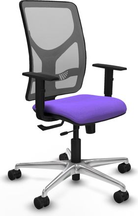 Piqueras y Crespo Schreibtischstuhl mit Rollen mit 1D-Armen, h&ouml;henverstellbare Lendenwirbelst&uuml;tze, ausgestattet mit Syncro/Traslack und Schneideschaum, Grau/Lila