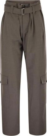 Brunello Cucinelli Femme, Pantalons, Brun, Taille: 34 FR Pantalon Cargo Pliss&eacute; Ceintur&eacute;