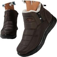 Generic Bottes de neige imperm&eacute;ables pour femme - Coupe large - Doublure en fausse fourrure - Fermeture &eacute;clair lat&eacute;rale - Chaussures dhiver confortables et an