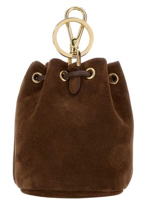 Prada Womens Chocolate Suede Pouch Cacao 1 Portachiavi Keychains