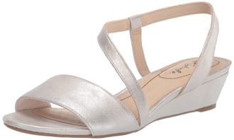 Life Stride Womens Yasmine Wedge Sandal, Silver 1, 6.5 Wide