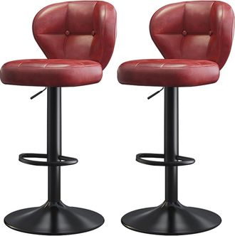 Generic Moderne Barhocker, 2Er-Set, Drehbar, mit R&uuml;ckenlehne, Metallgestell, Gepolstert, f&uuml;r K&uuml;cheninseln, 62-82 cm