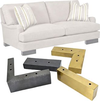 Generic M&ouml;belf&uuml;&szlig;e In I- Und L-Form, 3 cm/5 cm Hoch M&ouml;belerh&ouml;her, Ersatzf&uuml;&szlig;e Aus Edelstahl, Bettf&uuml;&szlig;e F&uuml;r Kommoden, Sofas, Schr&auml;nke Und TV-St&auml;nder(Black-L,5cm/1