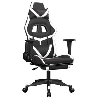 vidaXL Gaming-Stuhl mit Massage & Fu&szlig;st&uuml;tze Schwarz & Wei&szlig; Kunstleder vidaXL
