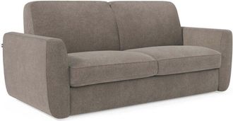 Divani.Store Leonida Abziehbares Schlafsofa mit Matratze H18 cm und Kissenfach aus abwaschbarem Stoff 202 cm Graubeige