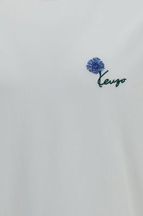 Kenzo Mens T-Shirt Tulip Off White Cotton T-Shirts And Polos