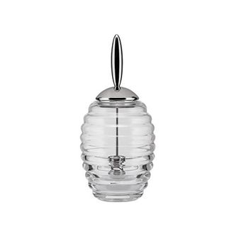 Alessi TW01 Honey Pot Doseur à Miel de Design Verre et Acier Inoxydable, Blanc