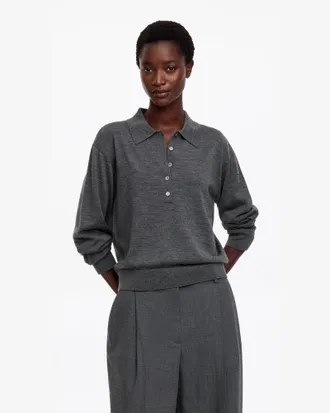 Arket Poloshirt Aus Merinowolle -Grau