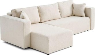 Best Mobilier Bestmobilier - Canap&eacute; dangle r&eacute;versible 4 places convertible avec coffre - Tissu bouclette - Design contemporain - Montage simple en 30 minutes