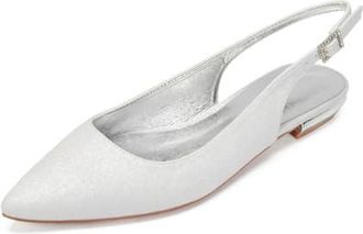 Generic Chaussures De Mariage Femmes Bout Pointu Mariée Plates Eté Plate Mariage Soirée Chaussures Ballerines 1.8Cm,Ivoire,41 EU