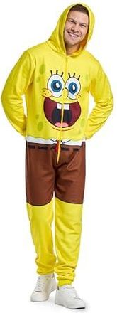 OppoSuits Opposuits Combinaison Bob l&eacute;ponge pour adulte - Pyjama une pi&egrave;ce Nickelodeon - Coupe ample - Poches incluses - Jaune, Grenouill&egrave;re Bob l&eacute;ponge, Small