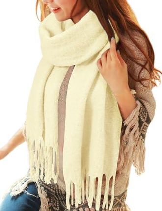 Heekpek Echarpe Femme Hiver Grosse Écharpe Cachemire Etole Chale Femme Chaud Pashmina Pour Cadeau Cadeaux de Noel, Jaune Clair