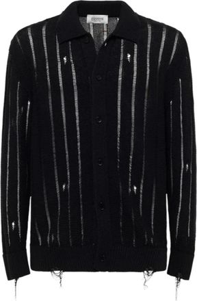 Laneus Homme, Pulls, Noir, Taille: L Distressed Collared Cardigan