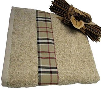 Deveaux Handtuch, Bordüre mit Blumenmotiv, Baumwolle, 25 x 25 x 3 cm, Sand, 25 x 25 x 3 cm