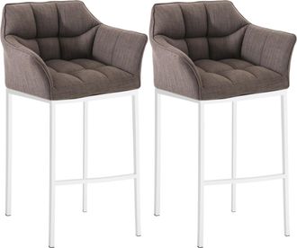Clp Barhocker 2er Set mit Lehne Damaso, Barstühle gepolstert mit Stoffbezug, Vierfußgestelle aus Metall, Tresenhocker bis 240 kg belastbar, Farbe:grau, Ge