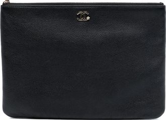 Chanel Clutches - Medium Caviar Lucky Clover O Case Clutch - Gr. unisize - in Schwarz - f&uuml;r Damen